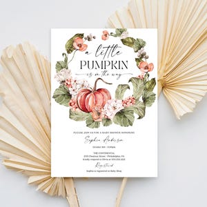 A Little Pumpkin Baby Shower Invitation Template, Editable Invites, Boy ...