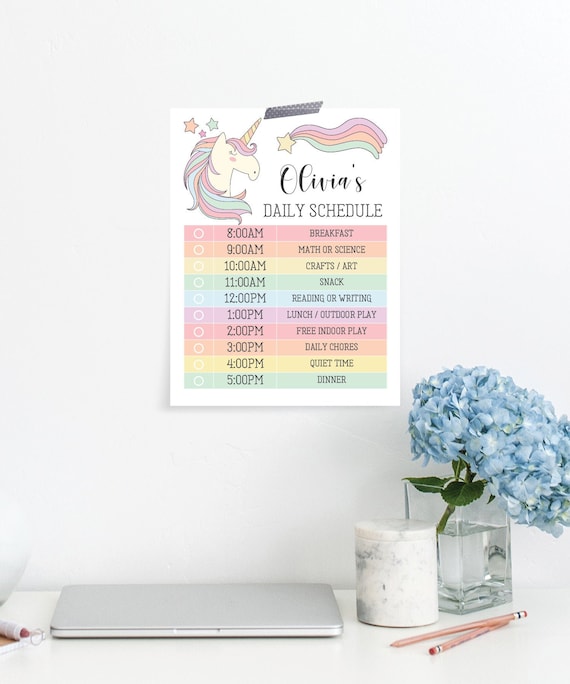 Editable Daily Schedule for Kids - Unicorn - Daily Routine - Kid's ...