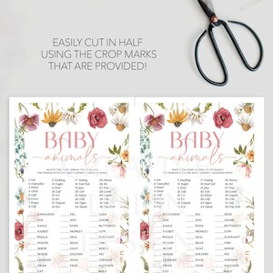Wildflower Field Baby Shower Game, Baby Animals Game, Baby Shower Games ...