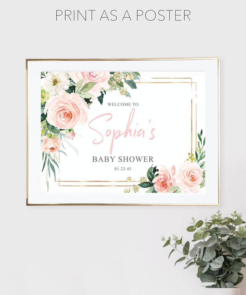 Printable Baby Shower Welcome Sign Template, Girl Baby Shower, Yard ...