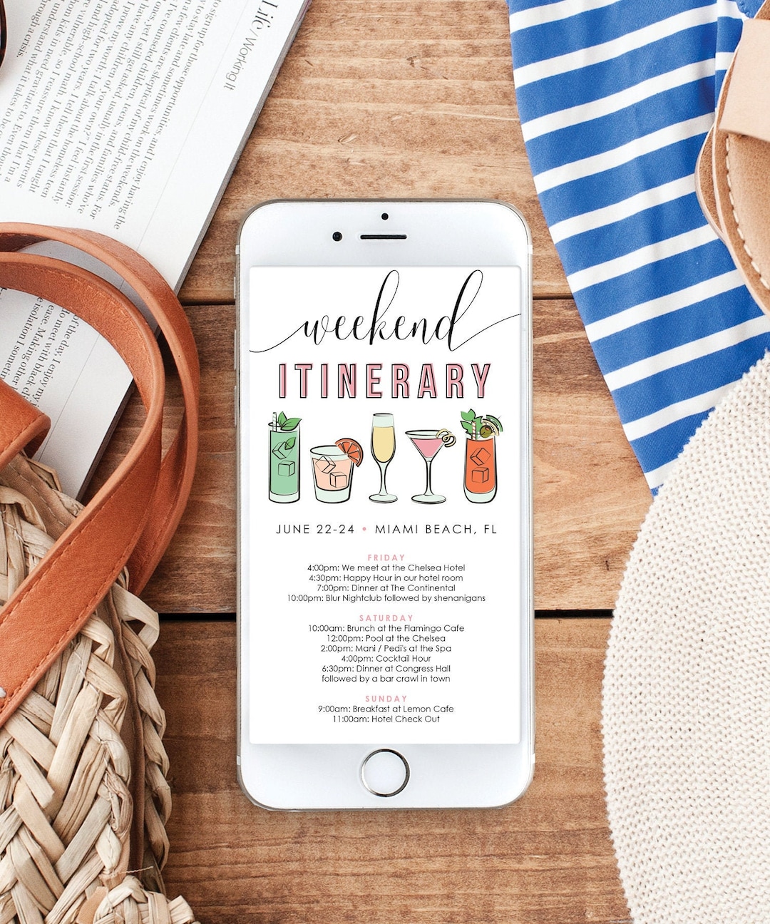 Weekend Itinerary Template, Digital Schedule, Wedding Weekend, Instant ...