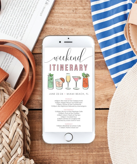 Weekend Itinerary Template, Digital Schedule, Wedding Weekend, Instant ...