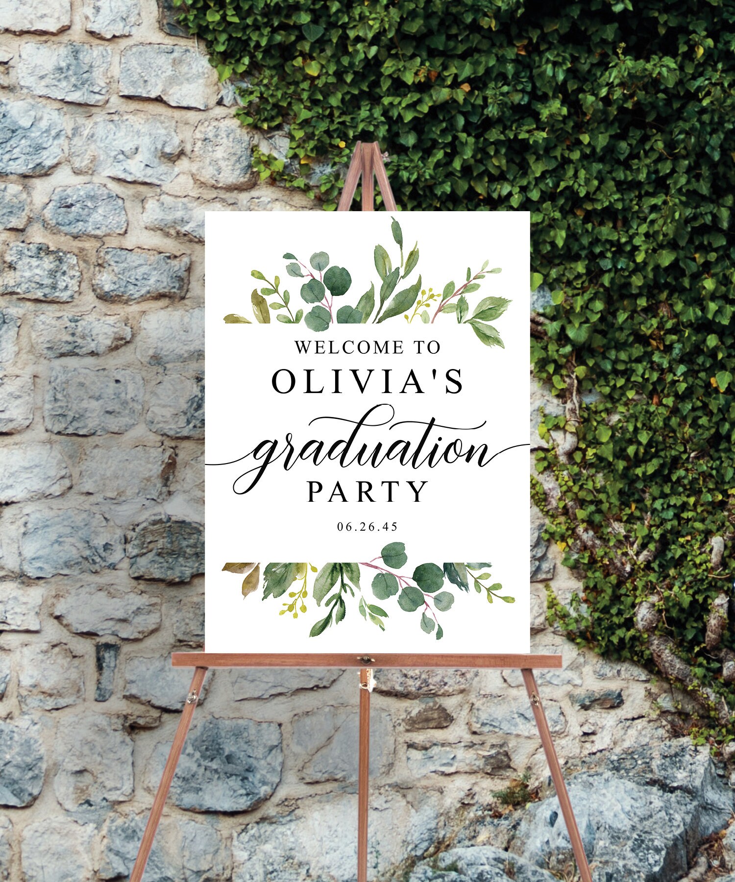 Editable Graduation Party Welcome Sign Greenery Welcome Grad - Etsy