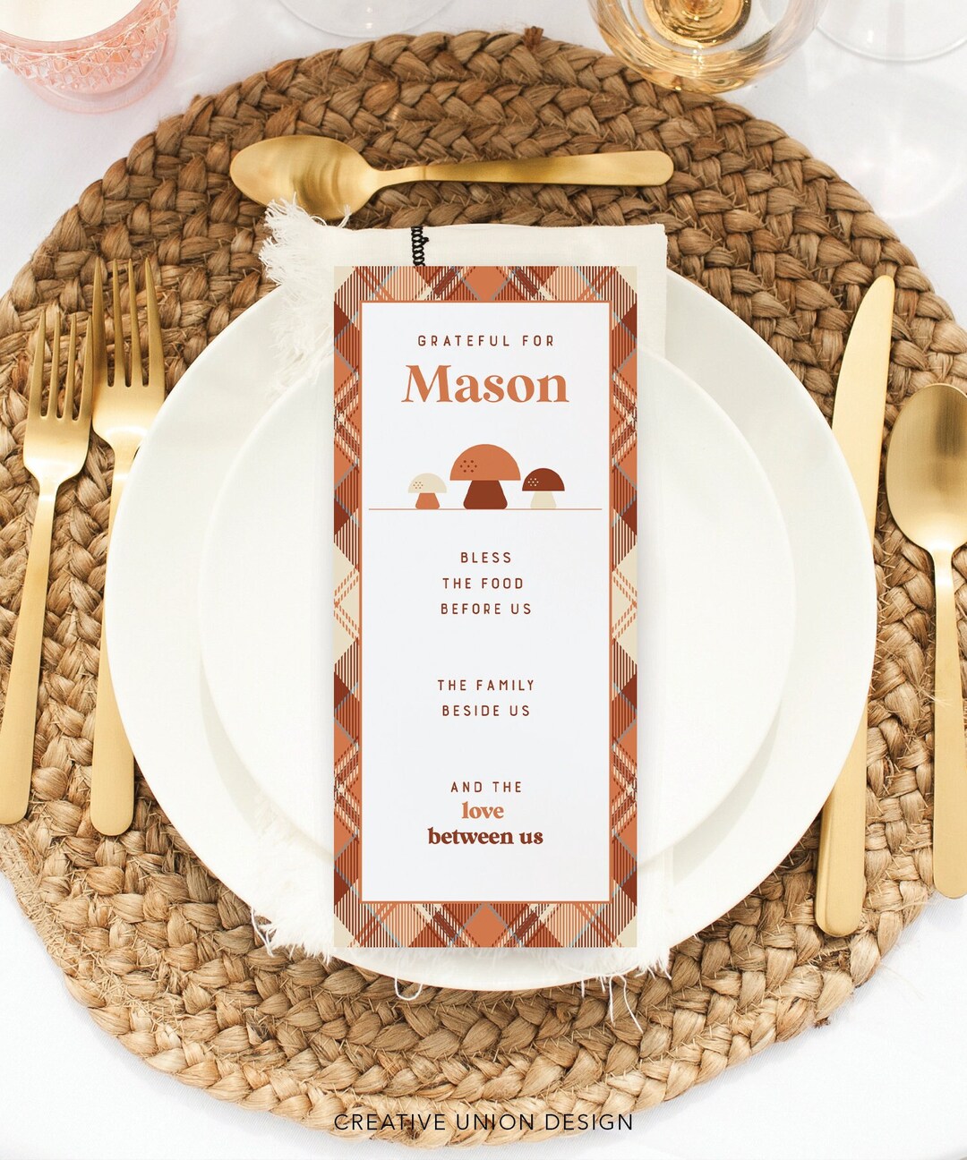 Retro Thanksgiving Place Card Template, Thanksgiving Prayer, Table ...