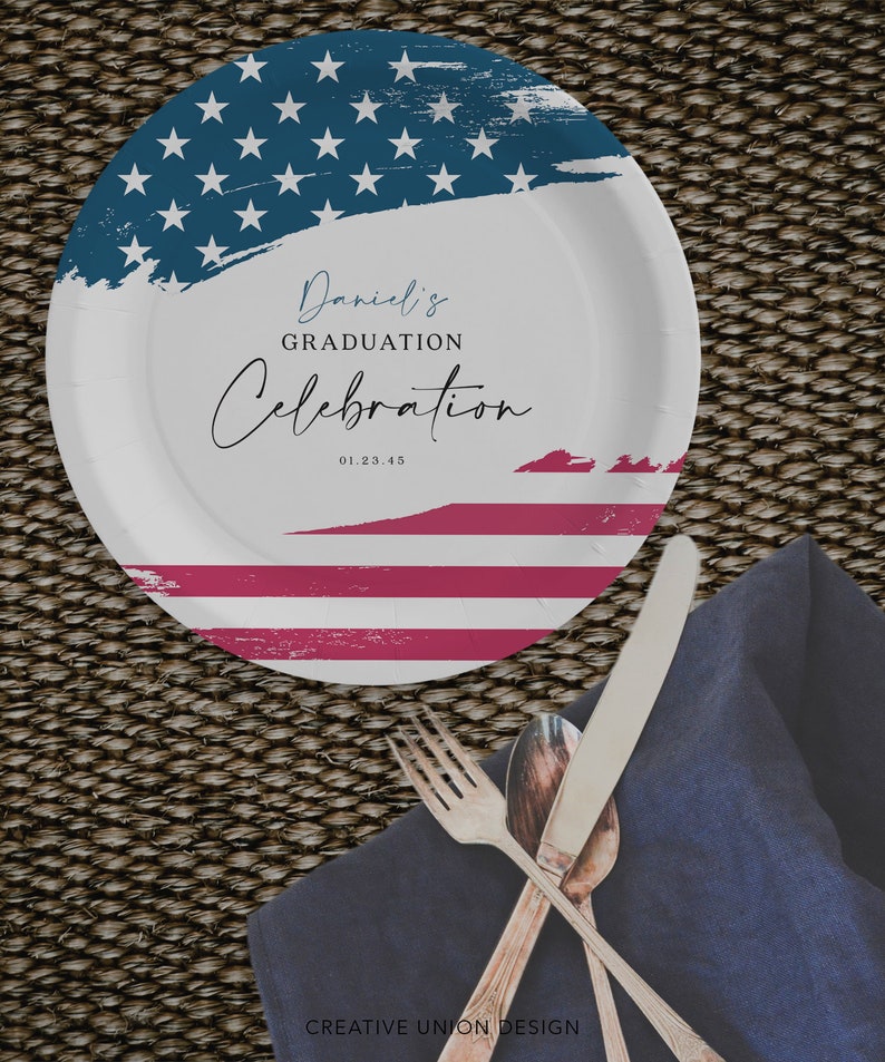 Personalized Paper Plates Template Graduation Party Decor - Etsy