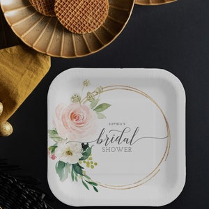 Personalized Paper Plates Template, Bridal Shower Decor, Bridal Shower ...