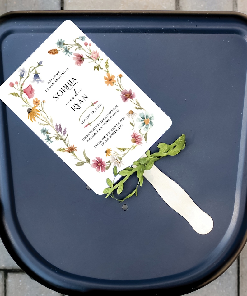 Wedding Program Fan Template, Editable Program Fan, Printable Wedding ...