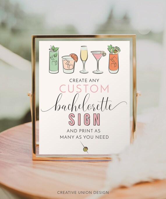 Editable Custom Sign Template, Custom Bachelorette Party Sign, Favors ...