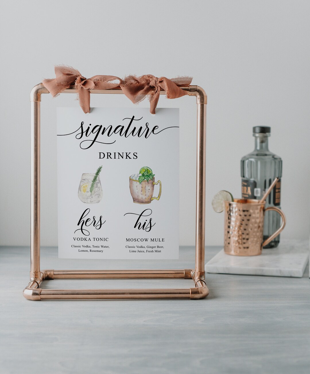 Signature Drink Sign Template, Printable Signature Cocktail Sign, His ...