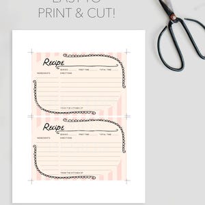 Hand Drawn French Recipe Card Printable, Printable Recipe Card, Bridal ...