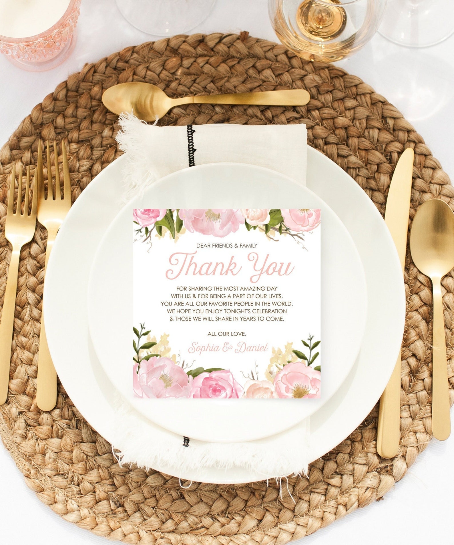 Printable Thank You Place Card Template Wedding Reception - Etsy
