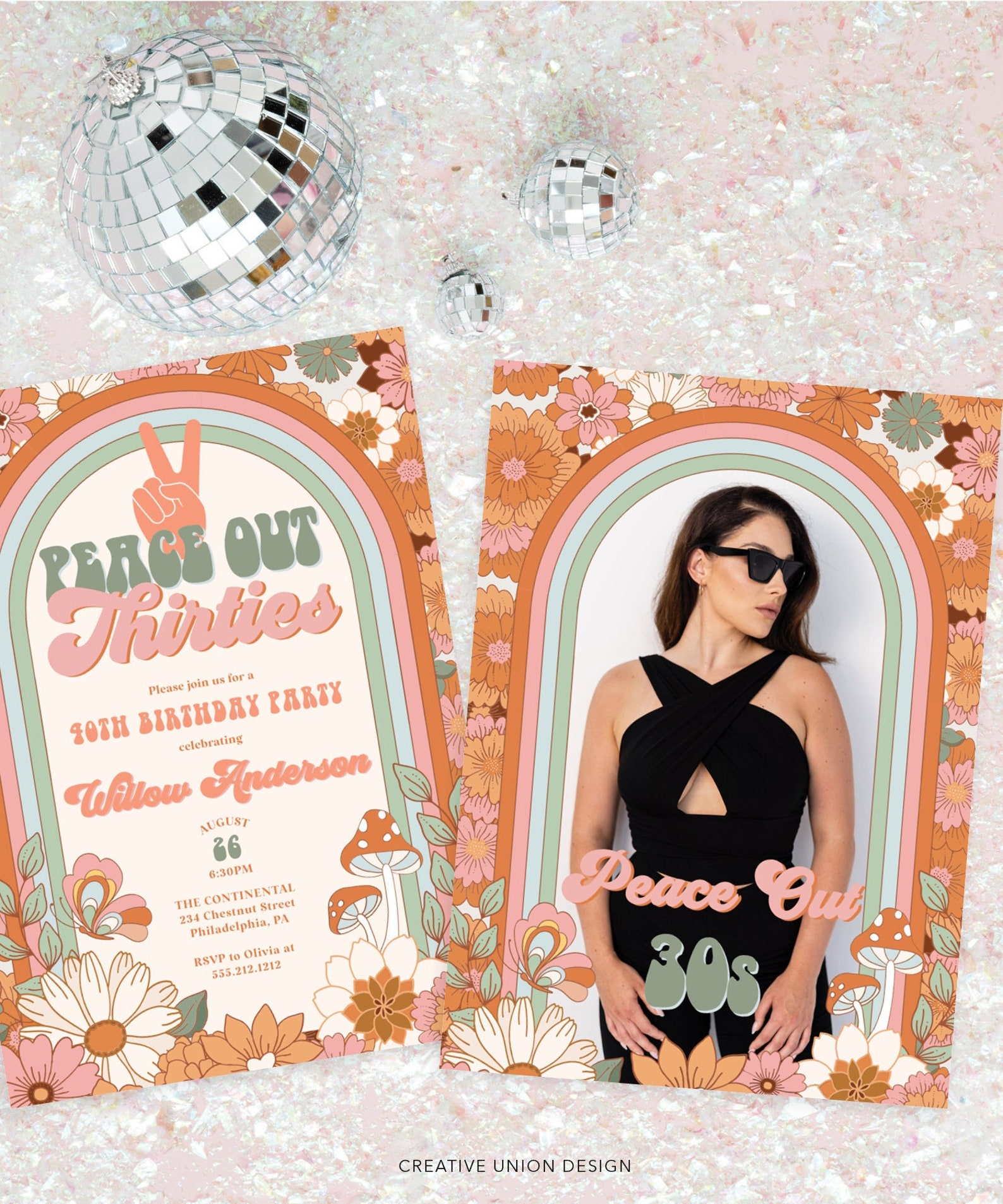 Peace Out Birthday Party Invite Template, 40th Birthday Invitation ...