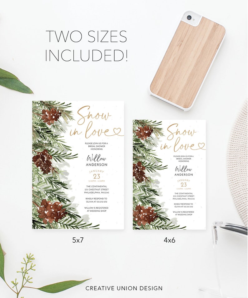 Snow in Love Winter Bridal Shower Invitation Template - Etsy
