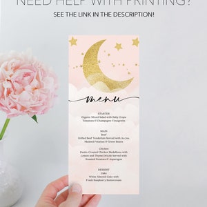 Over the Moon Baby Shower Menu Template, Printable Menu, Editable Menu ...