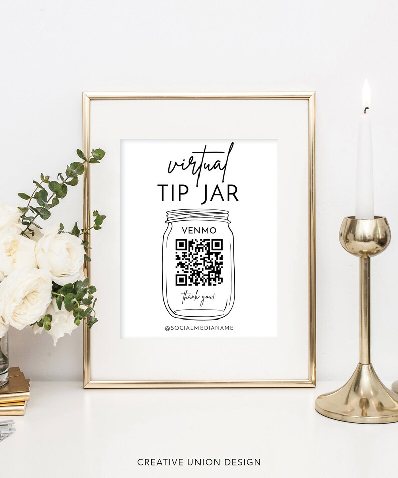 Printable Virtual Tip Jar Sign Venmo QR Code Sign Tips - Etsy