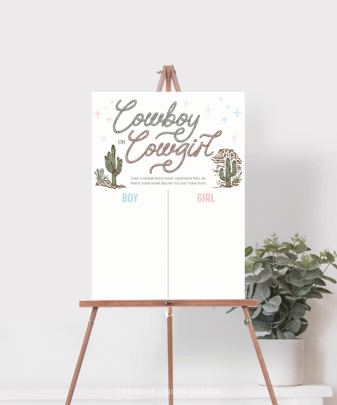 Editable Gender Reveal Voting Sign Template, Cast Your Vote Gender ...