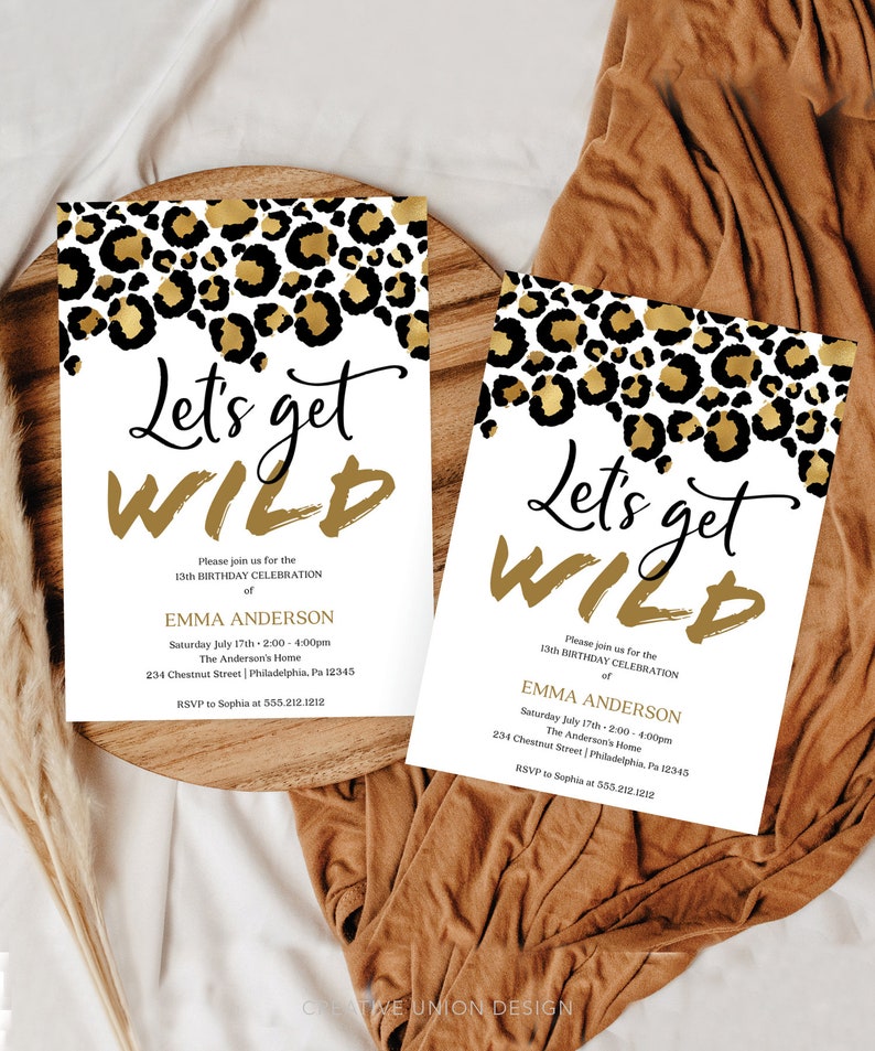 Let's Get Wild Birthday Party Invitation Template, Party Animal ...