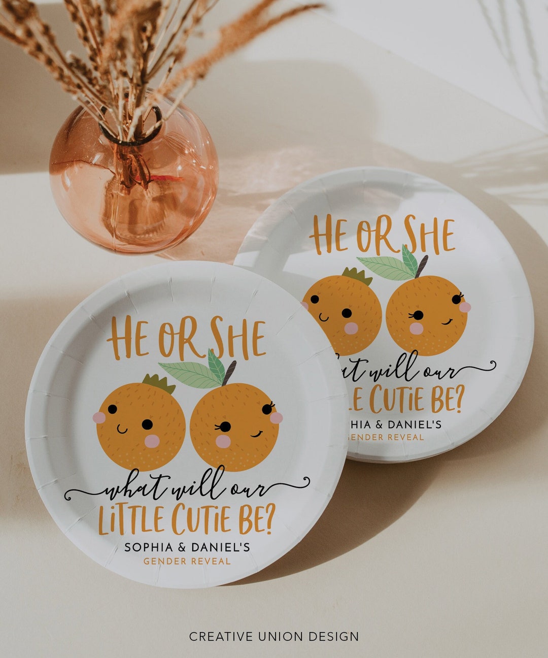 Personalized Paper Plates Template, Baby Shower Decor, Gender Reveal ...