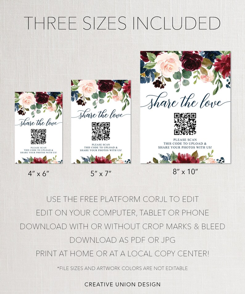 Share the Love QR Code Wedding Sign Template Capture the - Etsy
