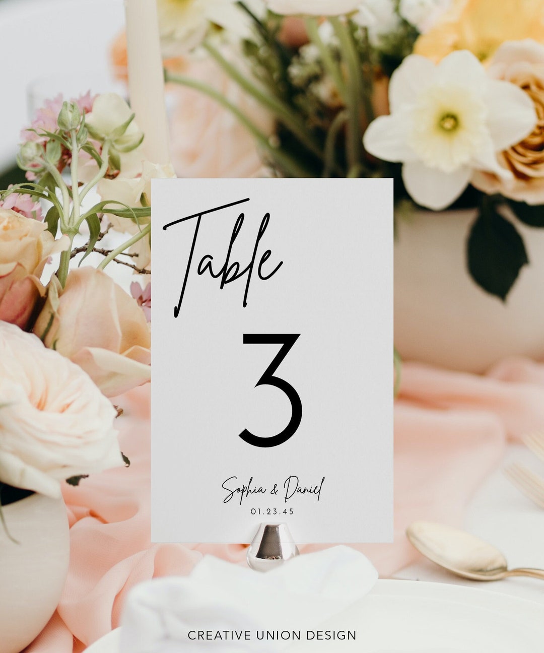 Modern Minimalist Wedding Table Numbers, Wedding Table Number Template ...