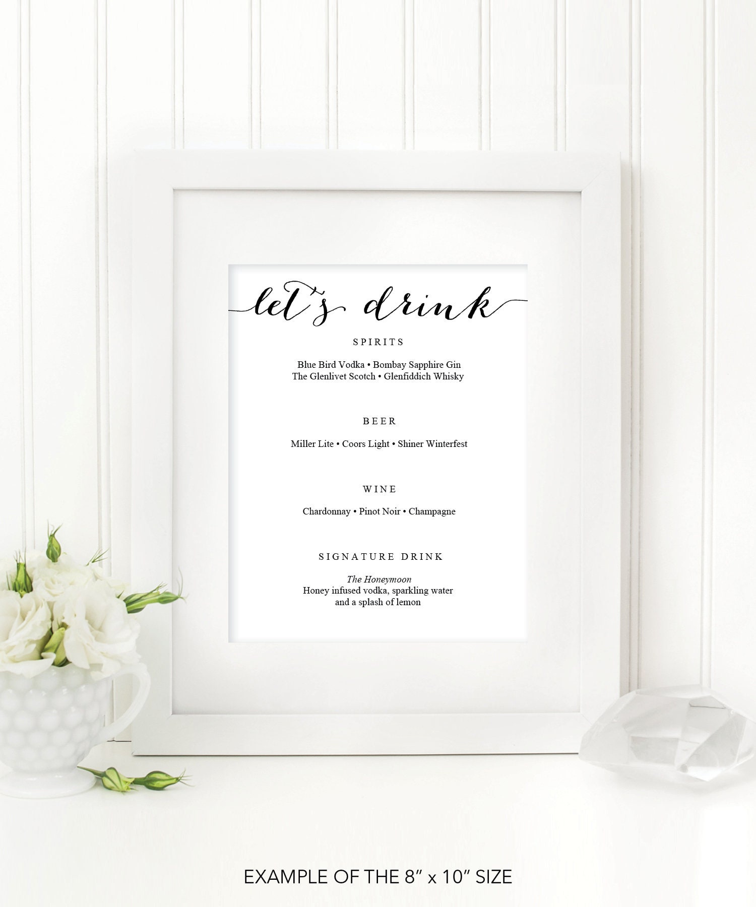 Minimal Bar Menu Sign Printable Wedding Bar Menu Sign | Etsy