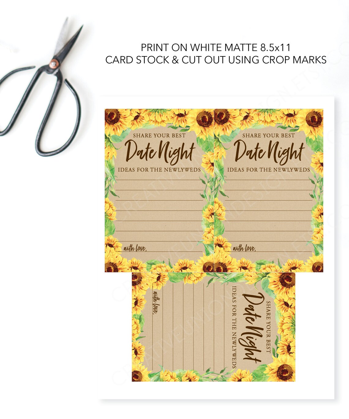 Sunflower Date Night Ideas Bridal Shower Rustic Date Night | Etsy