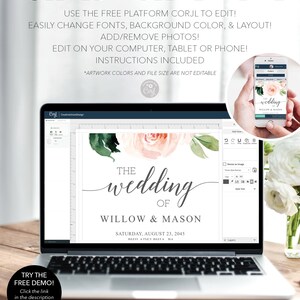 Floral Wedding Program Template With Timeline, Rustic Programs for Wedding Ceremony, Wedding ...