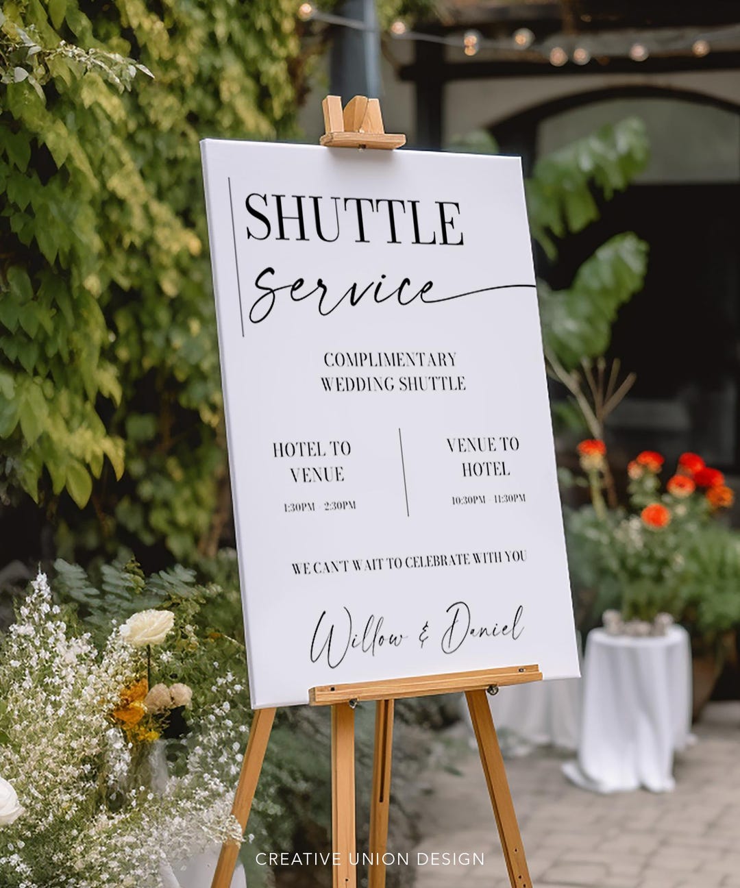 Wedding Shuttle Sign Template Minimal Aesthetic Wedding Decorations ...