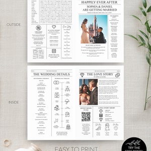 Newspaper Wedding Program Template, Printable Wedding Programs With ...