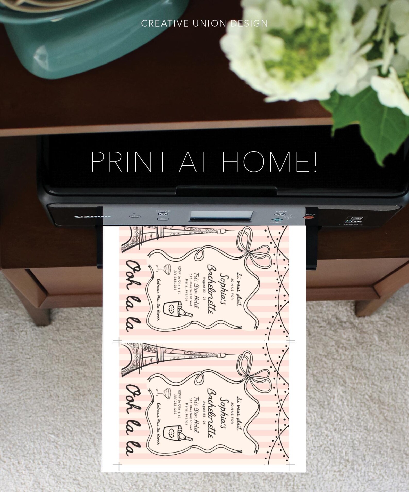 Hand Drawn French Bachelorette Party Invitation and Itinerary Template ...