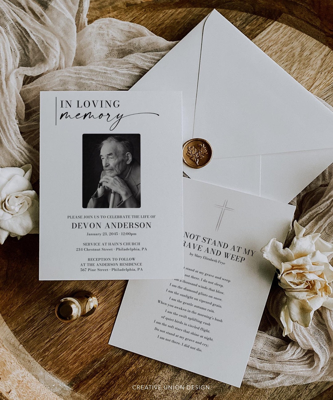 Funeral Announcement Template, Funeral Invitation, Memorial Service ...