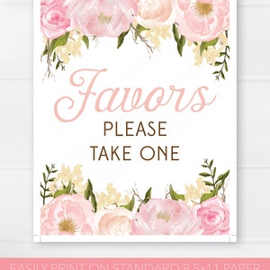 Favors Sign, Please Take One, 8x10 Printable Favors Sign, Bridal Shower ...