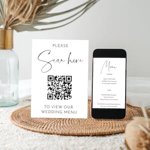 QR Code Menu Template, Scannable Wedding Menu Sign, Scannable QR Code ...