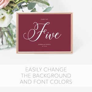Horizontal Classic Calligraphy Wedding Table Numbers Template, Fully ...