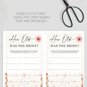 How Old Was the Bride, Bridal Shower Game, Bridal Shower Game Printable ...