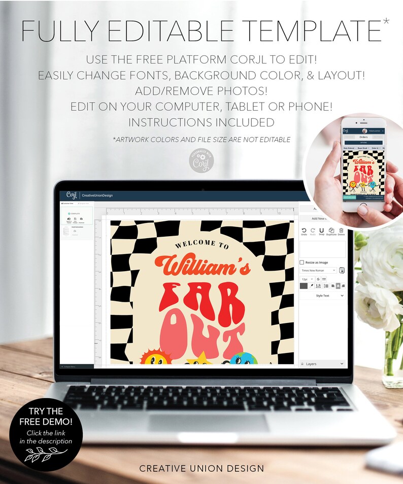 Editable Retro Welcome Sign Template, Welcome Boy Birthday Party ...