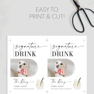 Pet Signature Drink Sign Template, Wedding Bar Sign, Cocktail Sign, Dog ...
