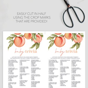 Sweet Peach Baby Shower Trivia Game, Baby Shower Game Printable, Trivia ...
