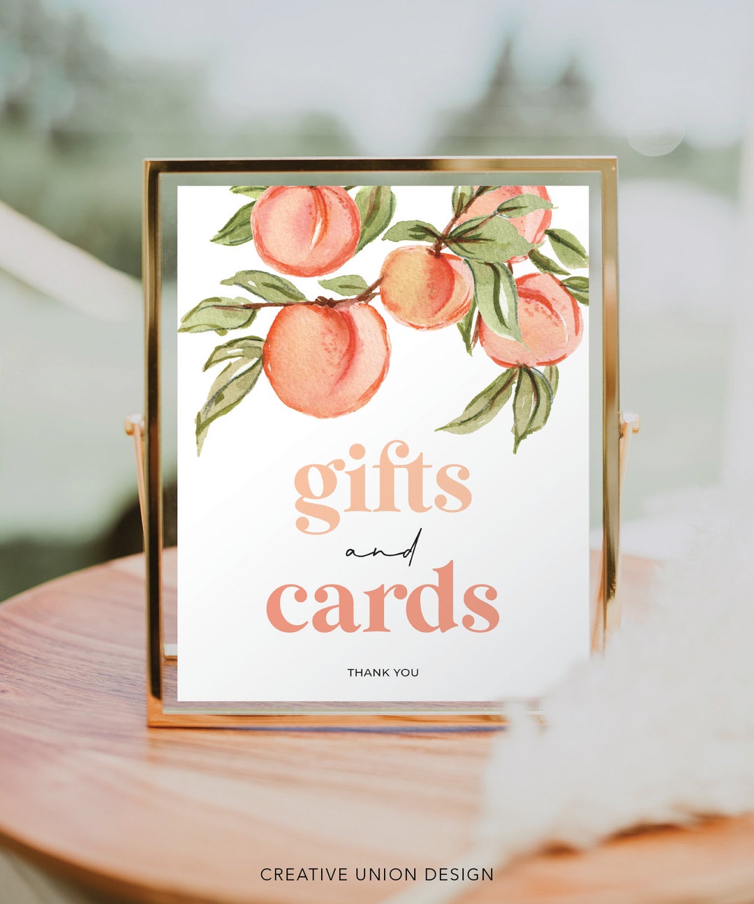 Peach Gifts and Cards Sign, Baby Shower Sign File, Printable Baby ...