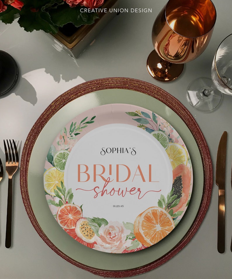 Personalized Paper Plates Template Bridal Shower Decor - Etsy