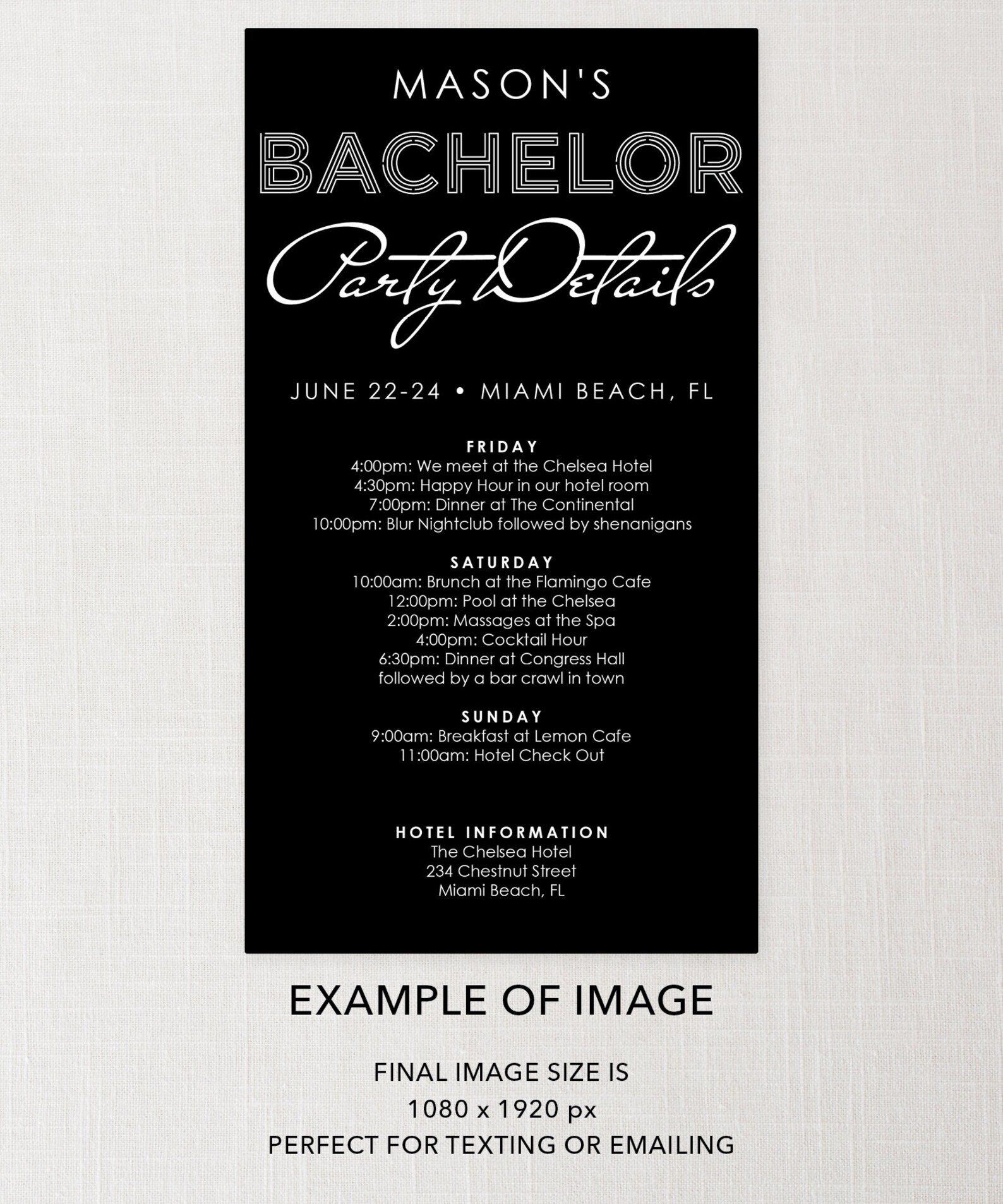 Bachelor Party Itinerary Template