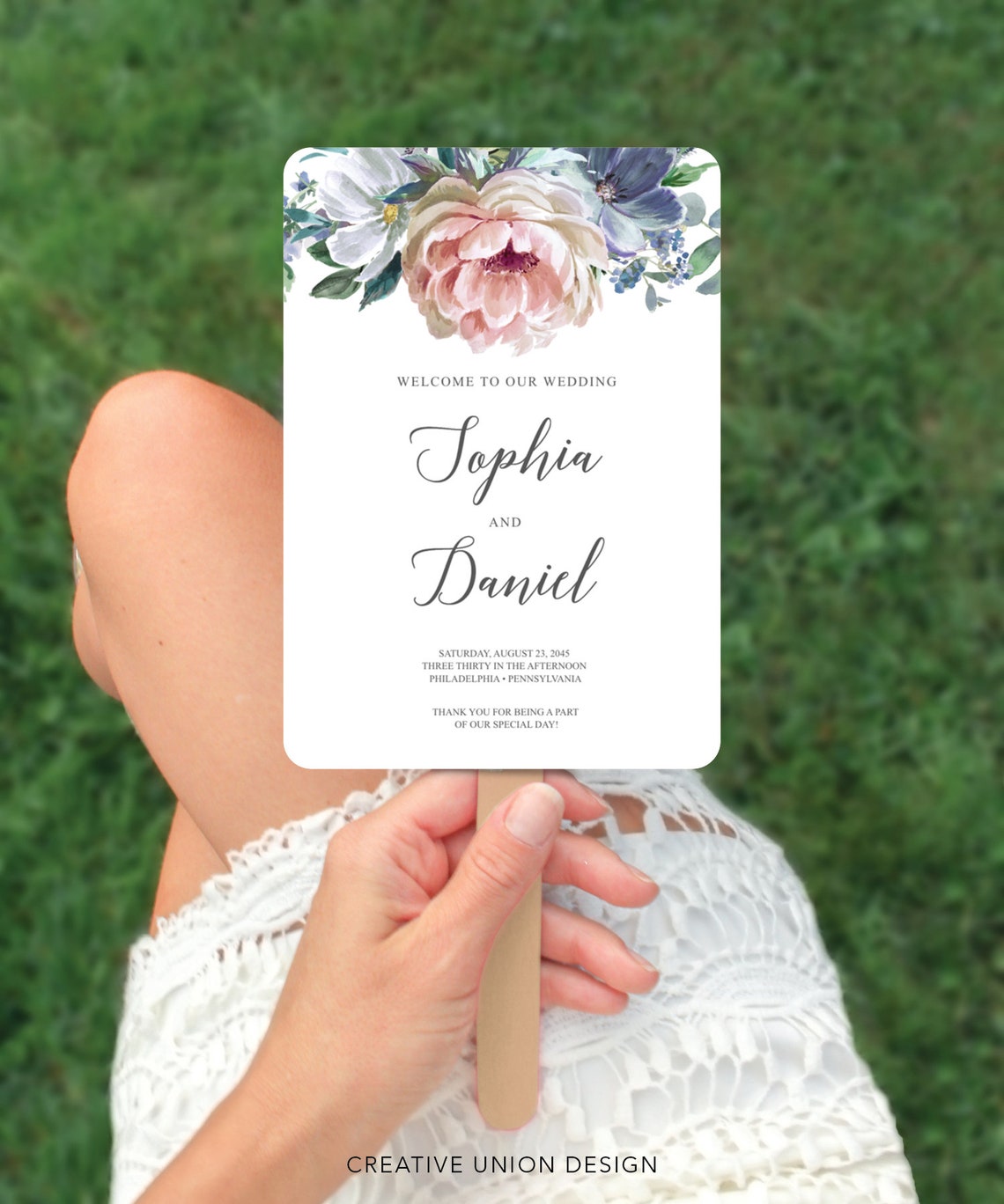 Wedding Program Fan Template, Editable Program Fan, Printable Wedding ...