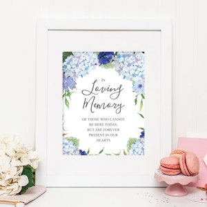 Vintage Blue Hydrangea in Loving Memory Sign, in Memory Sign, Memorial ...