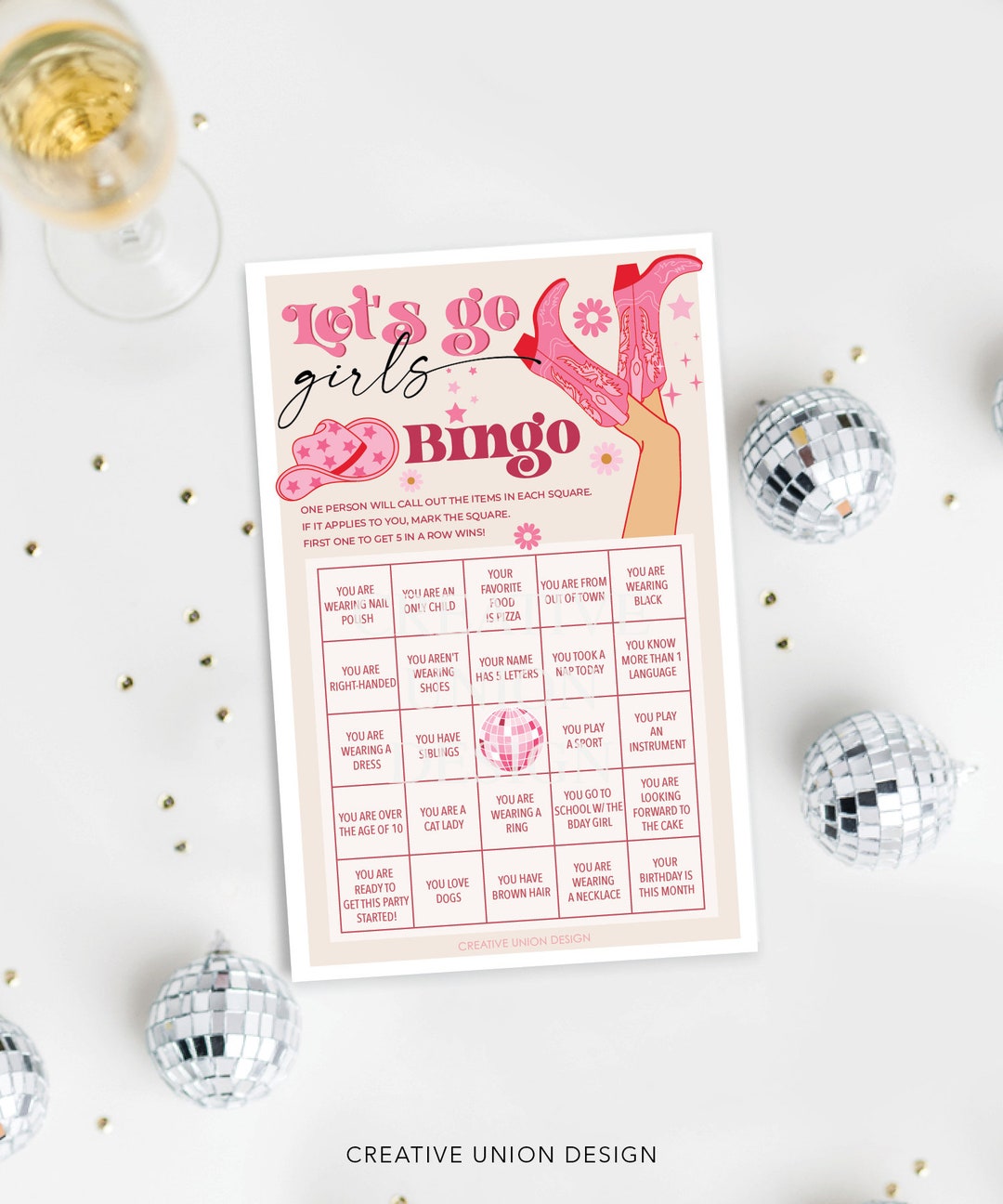 Pink Cowgirl Birthday Party Bingo, Birthday Party Games, Kids Birthday ...