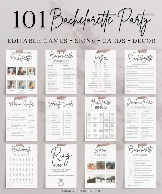 Bachelorette Party Games Bundle Templates, 101 Printable Bachelorette ...