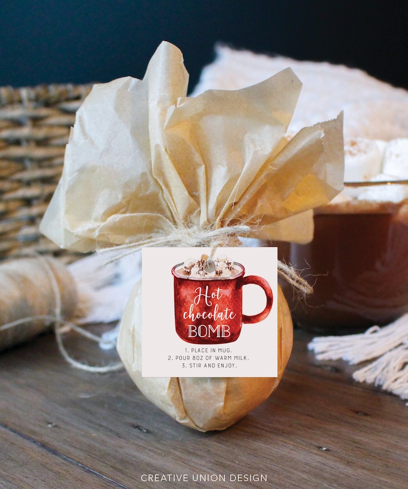 Hot Chocolate Bomb Tags Printable Hot Cocoa Favor Tags - Etsy