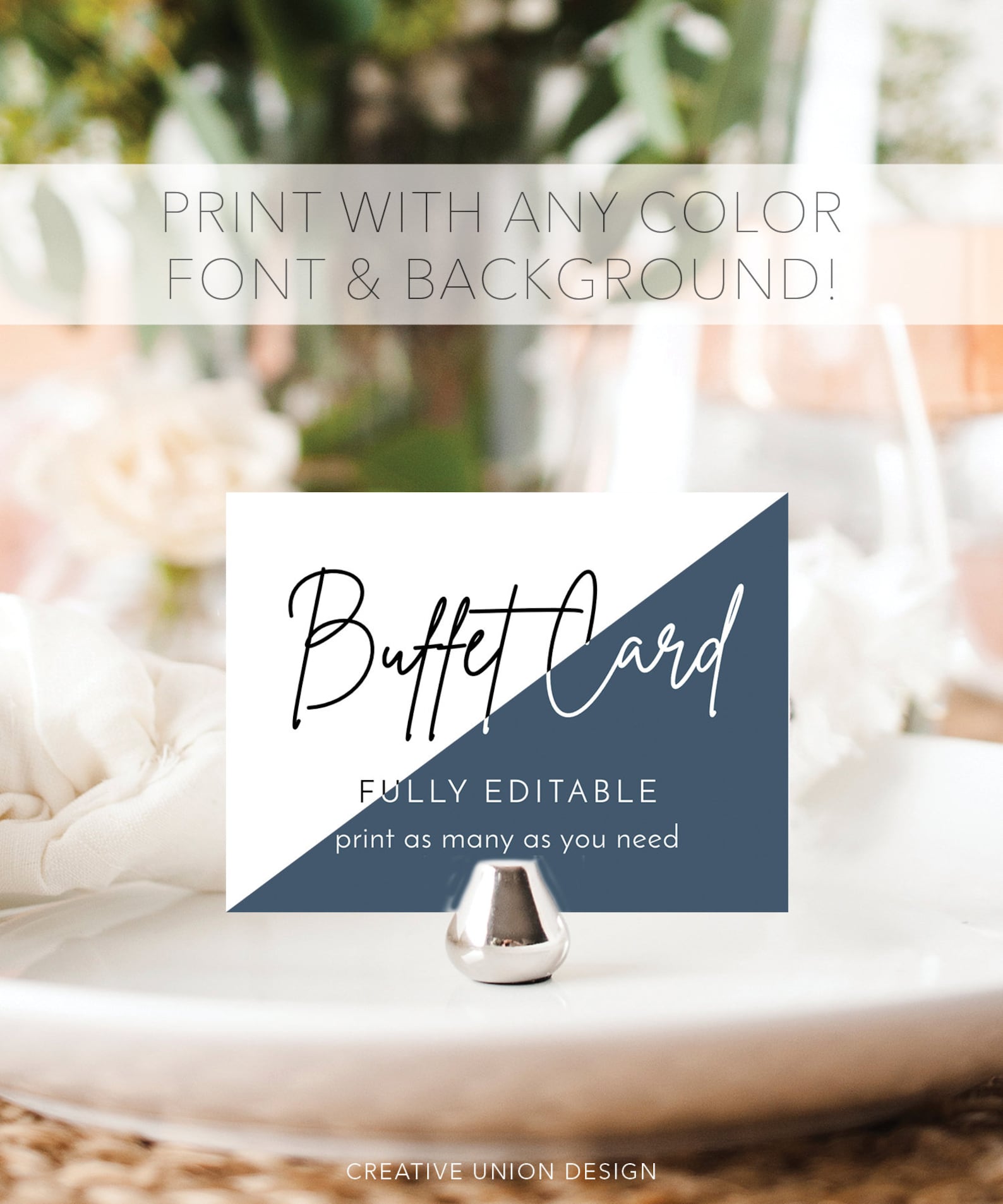 Modern Minimalist Buffet Card Template, Food Label, Wedding Buffet ...