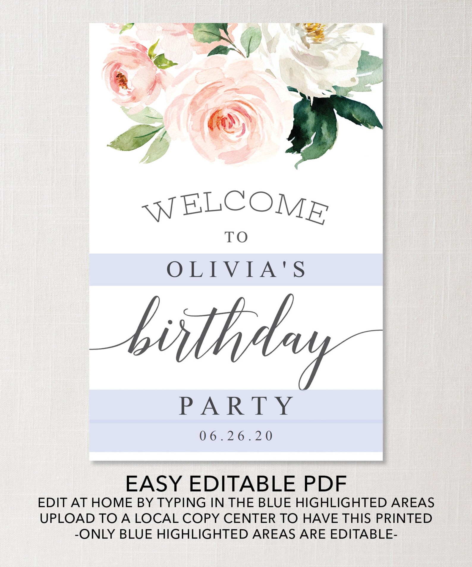 Editable Birthday Welcome Sign Welcome Birthday Party - Etsy