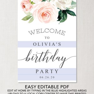 Editable Birthday Welcome Sign Welcome Birthday Party - Etsy