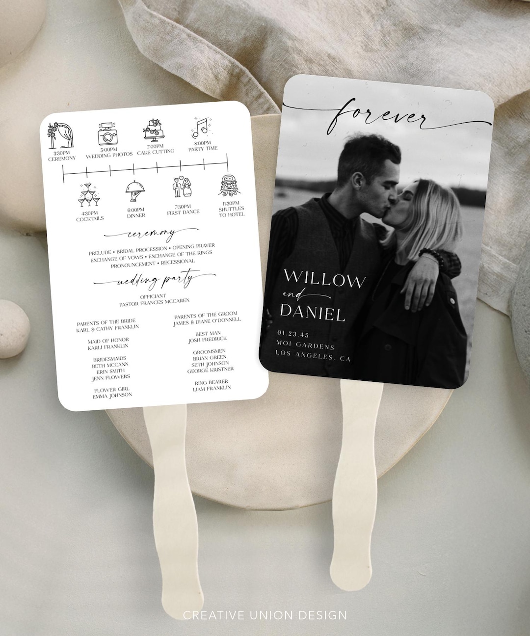 Modern Wedding Program Fan Custom Program Template Personalized ...
